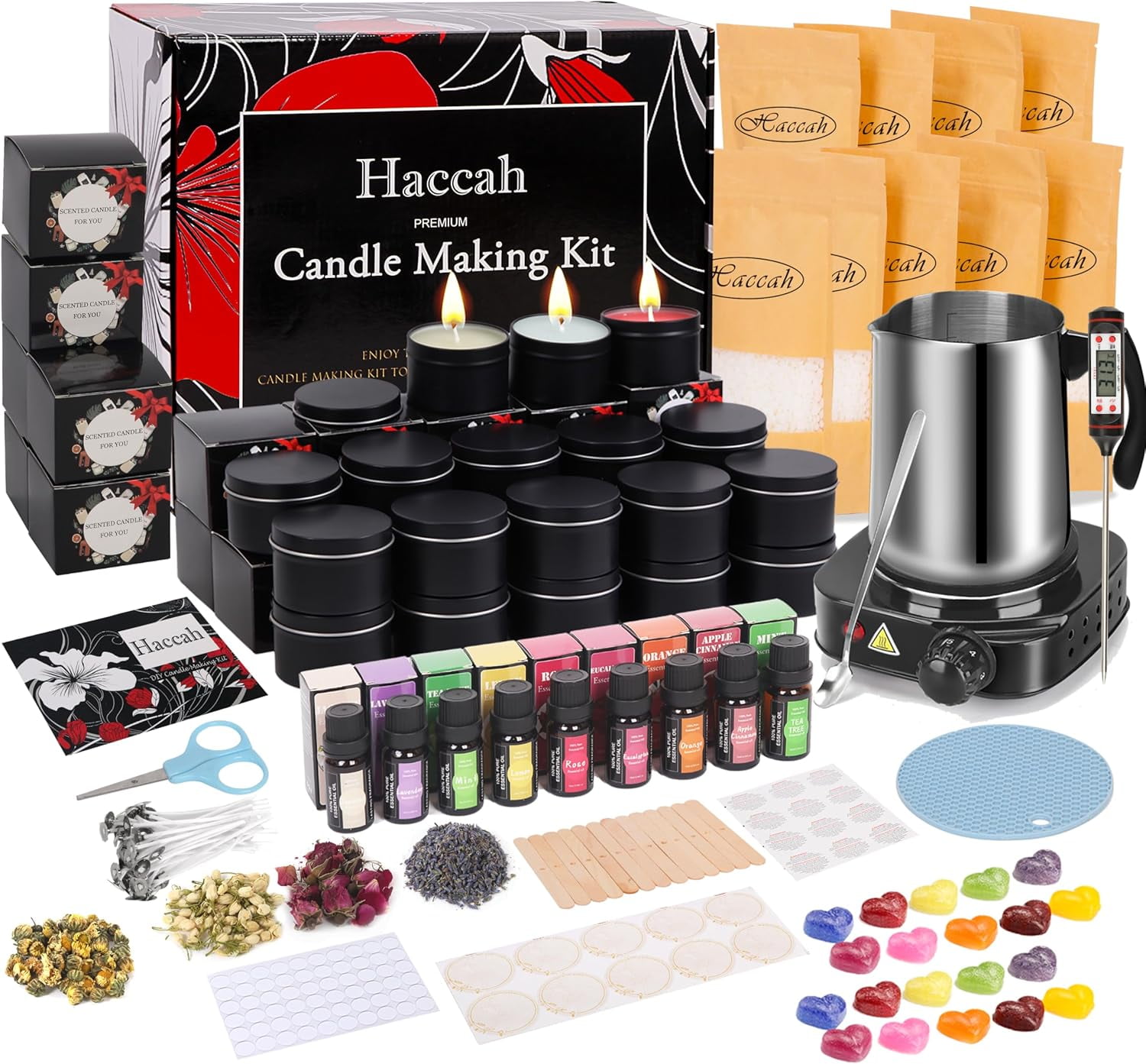 Haccah Complete Candle Making Kit, Soy Wax, Electric Stove, Wicks ...