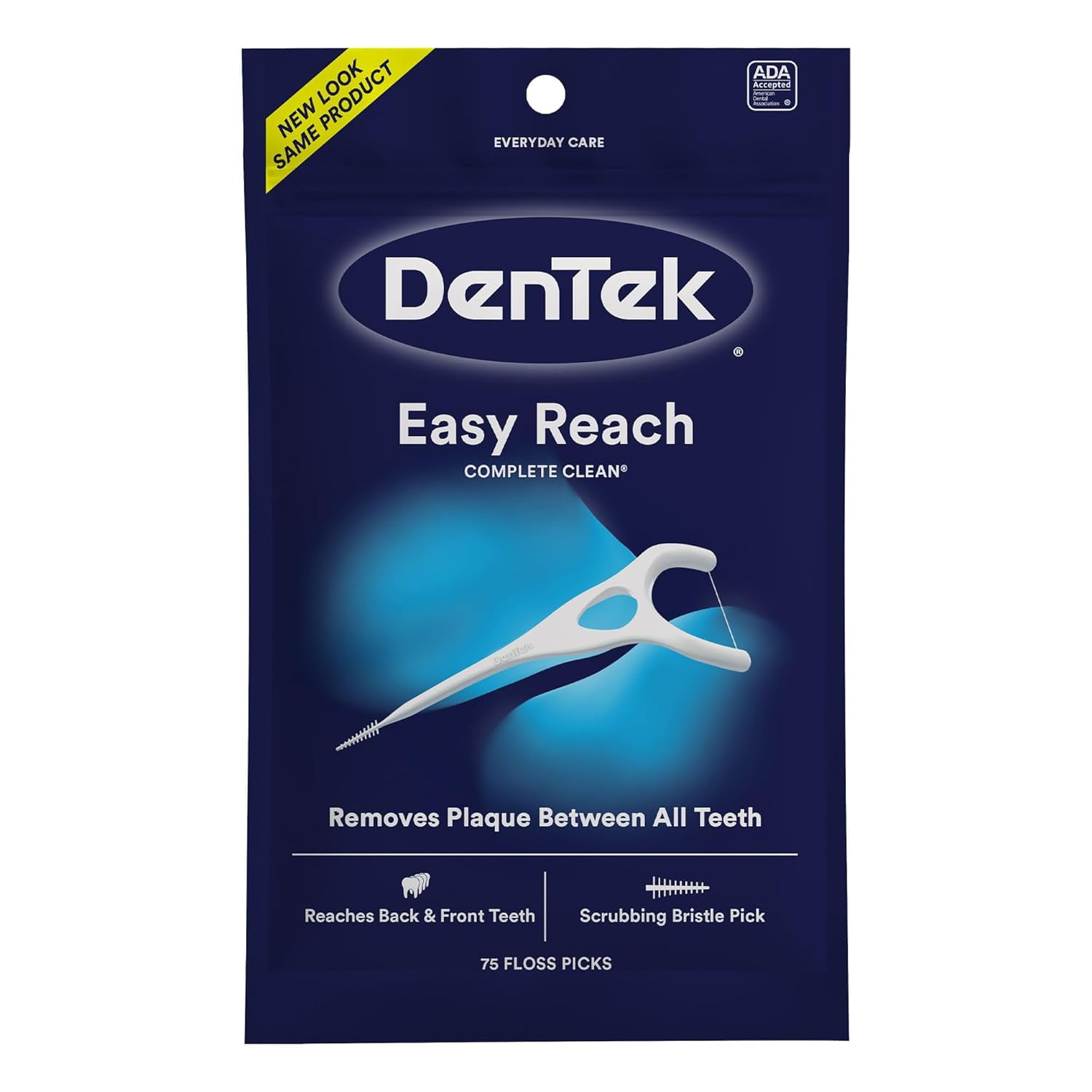 Complete Clean Easy Reach Floss Picks, No Break & No Shred Floss, 75 Count (Package May Vary ...