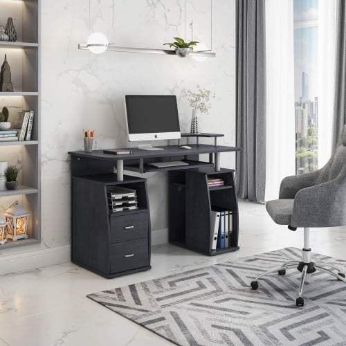 Complete Computer Workstation Desk With Storage, Espresso - Walmart.com