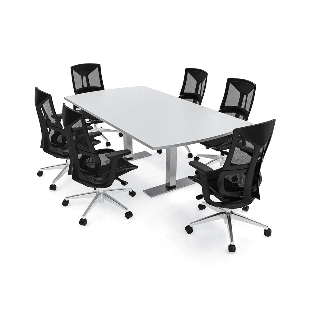 Complete Conference Room Set 6 Person Arc Rectangle Table 6 Chairs ...