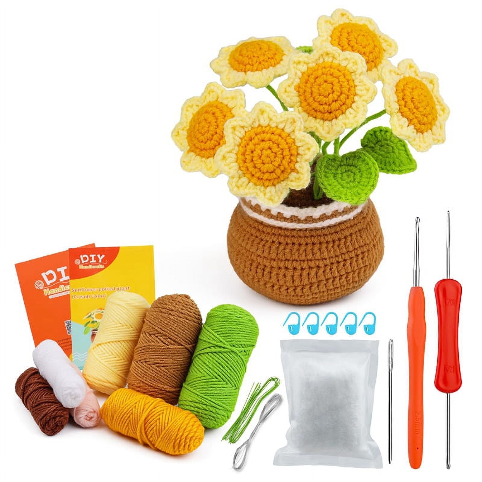 Complete Crochet Kits for Beginners,DIY Sunflower Crochet Kit with ...