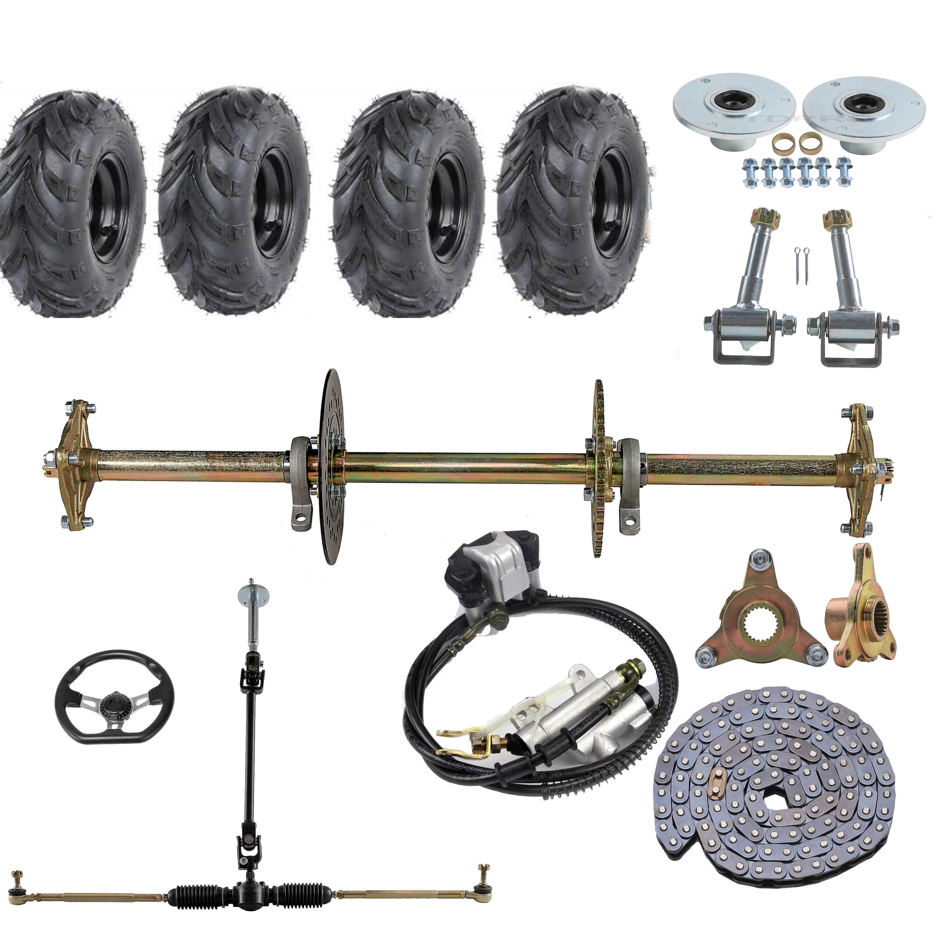 Complete DIY Go Kart & Drift Trike 32" Rear Axle Kit with 6" Wheel ...