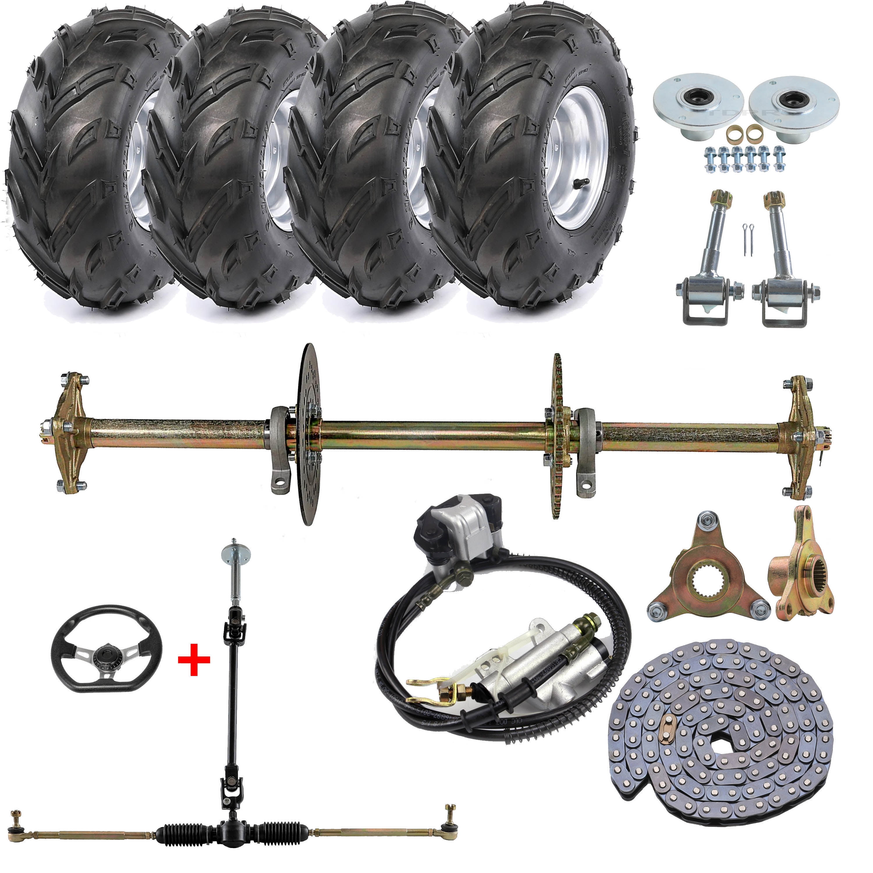 Complete DIY Go Kart & Drift Trike 32" Rear Axle Kit with 7" Wheel ...