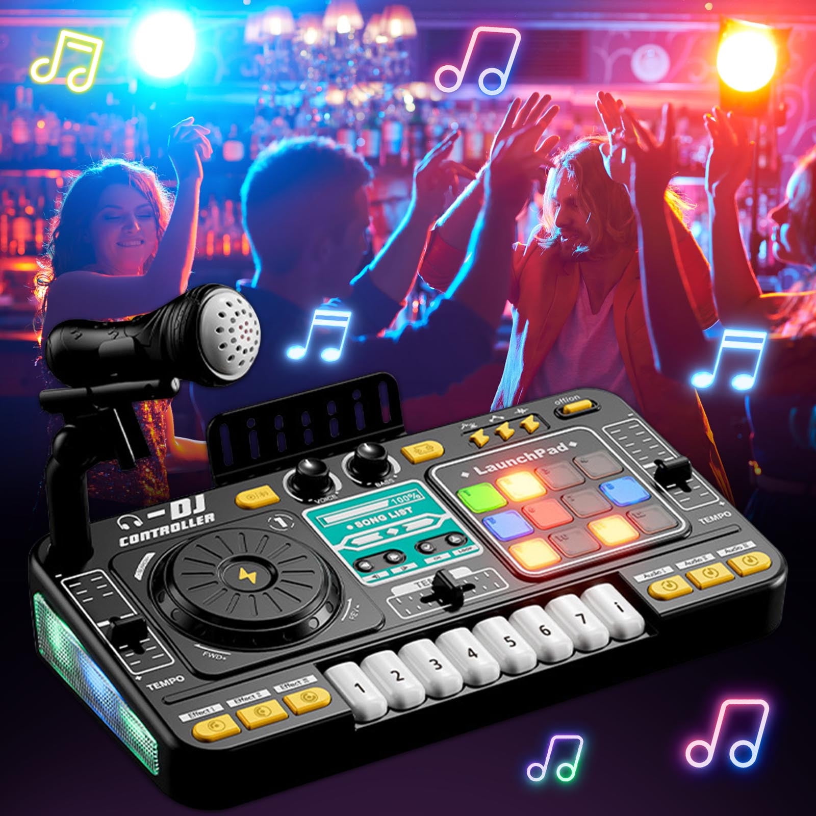 Complete DJ Set DJ Console With Microphone Bluetooth 8 Piano Keys LED ...