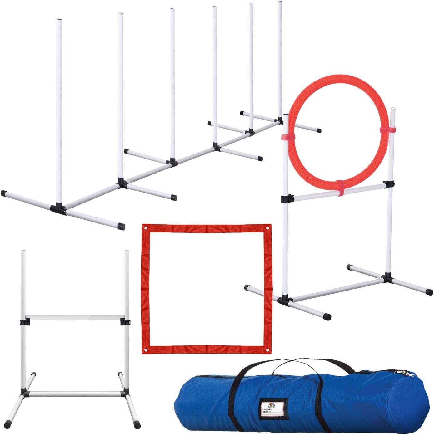 Complete Deluxe Dog Agility Training Equipment Set, 2 Dog Jumps, Hurdle ...