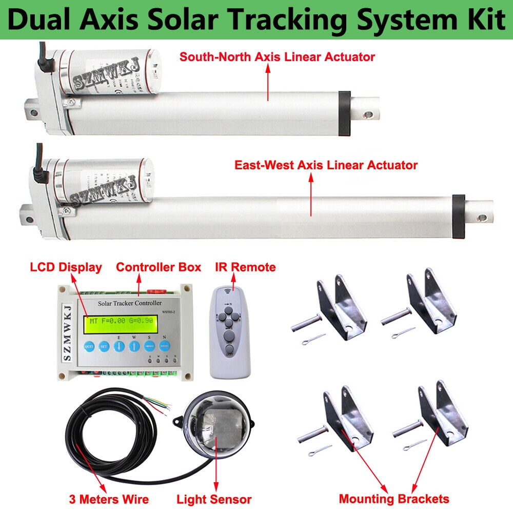 Complete Dual Axis Solar Tracking Tracker &DC Linear Actuator &LCD Controller DO - Walmart.com
