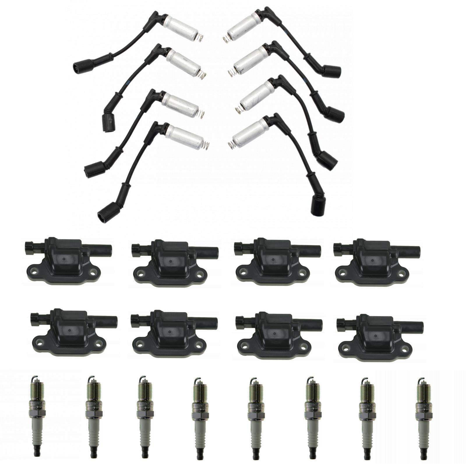 Complete Engine Ignition Coil Spark Plug & Wire Kit Set for Chevy GMC ...