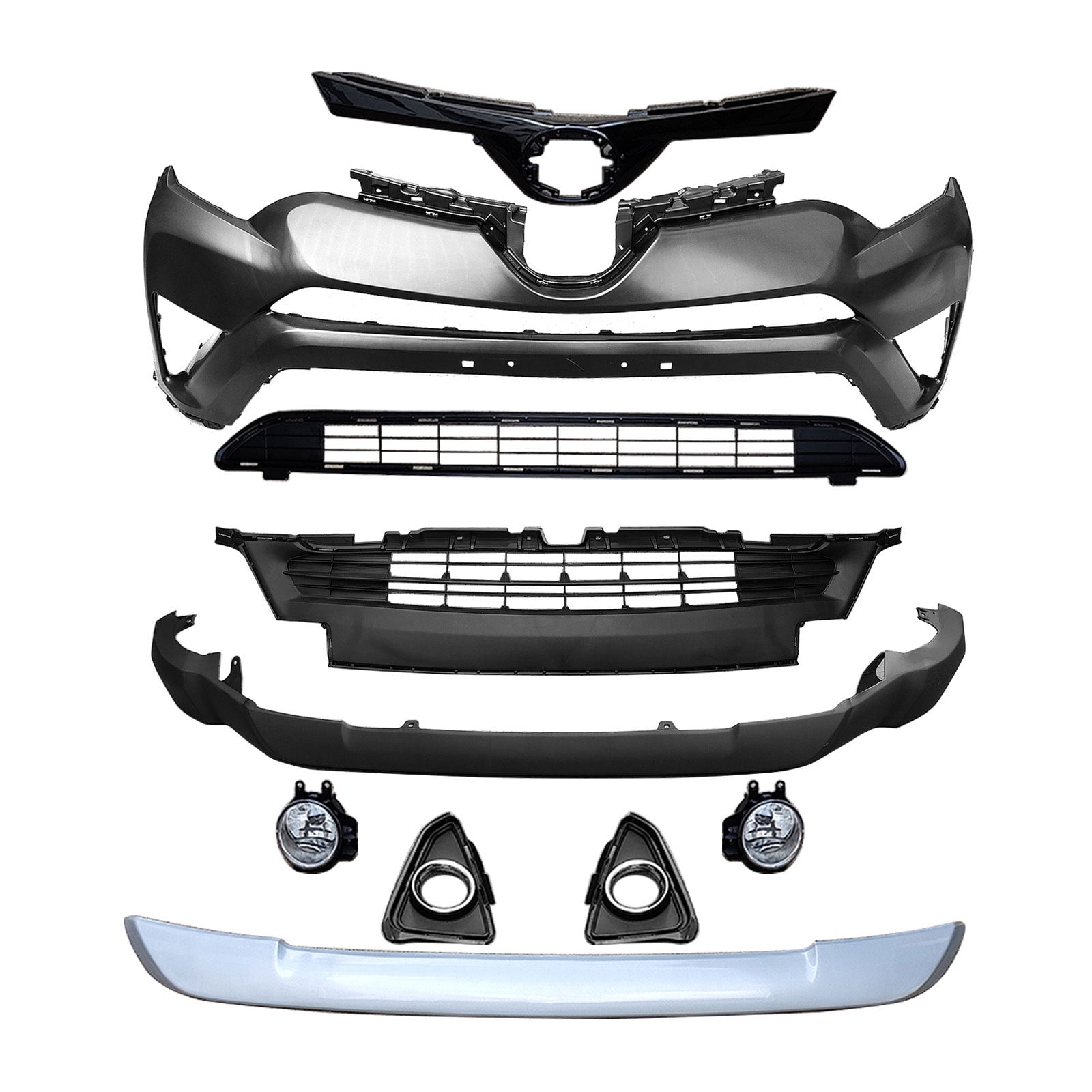 Complete Front Bumper Cover and Grille Set with Fog Lights For 2016 ...