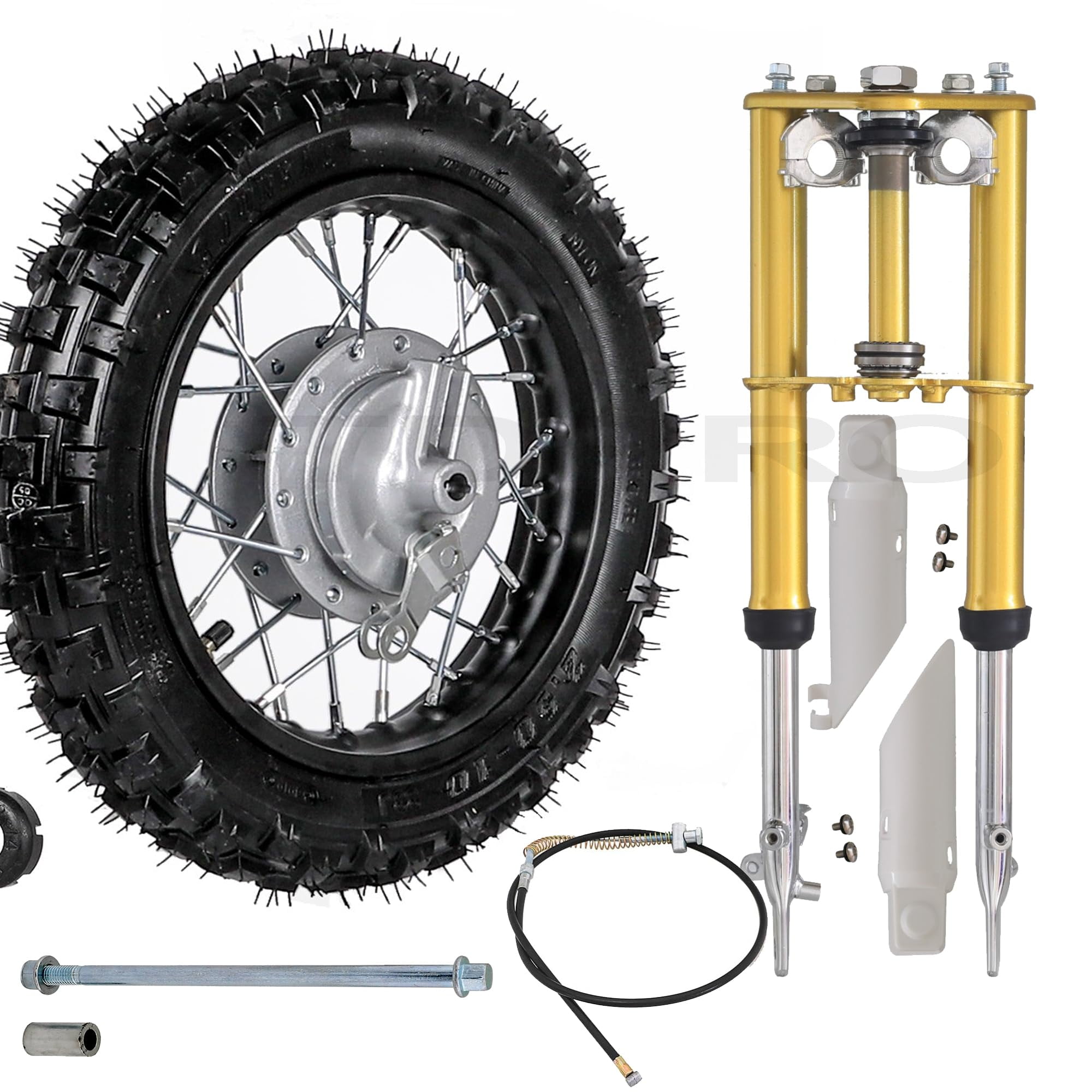 Complete Front Wheel Kit - 10" Wheel 2.50-10 Dirt Bike Tire and Rim ...