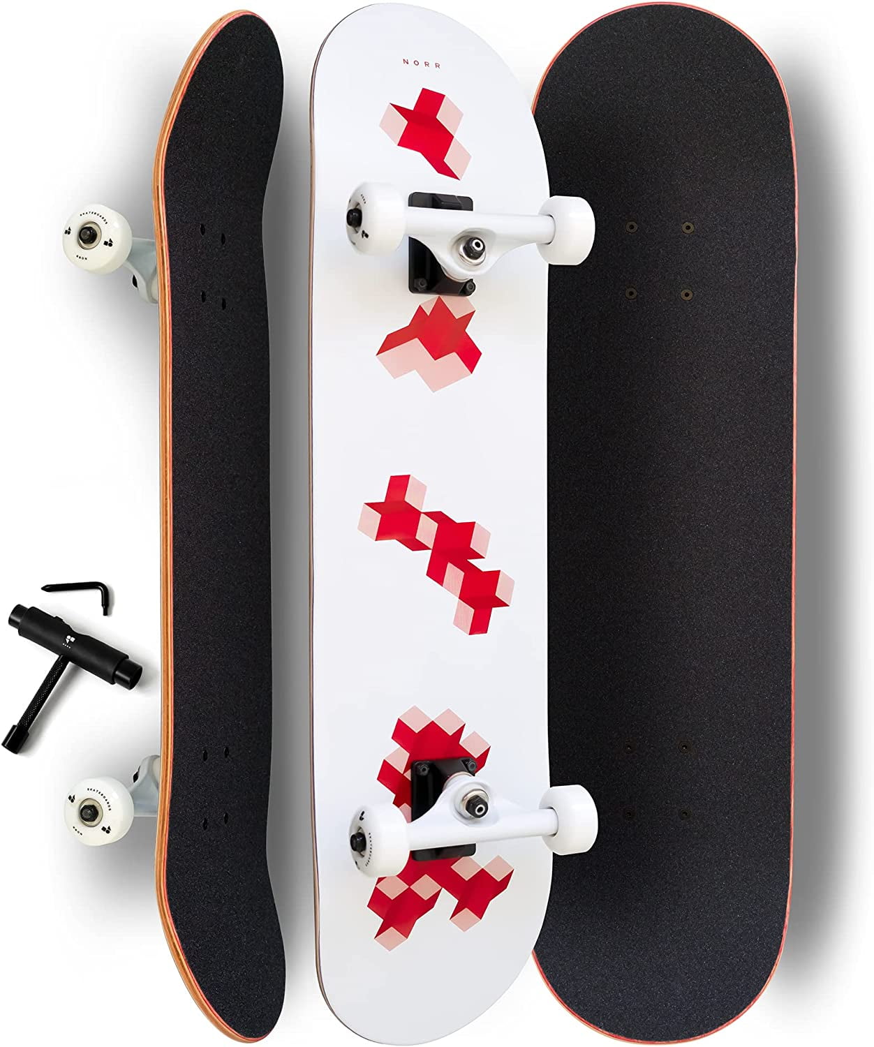 Complete Fully Assembled Premium Maple Wood Skateboard w/Free Tool Kit + Grip Tape - Adults ...