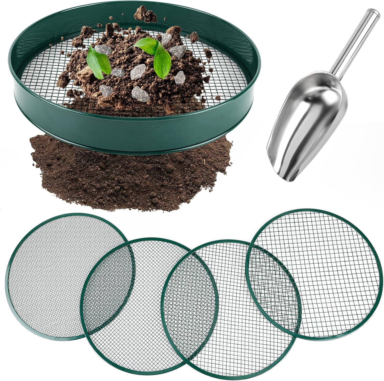 Complete Gardening Soil Sifting Kit: Green - Framed Sieves with ...