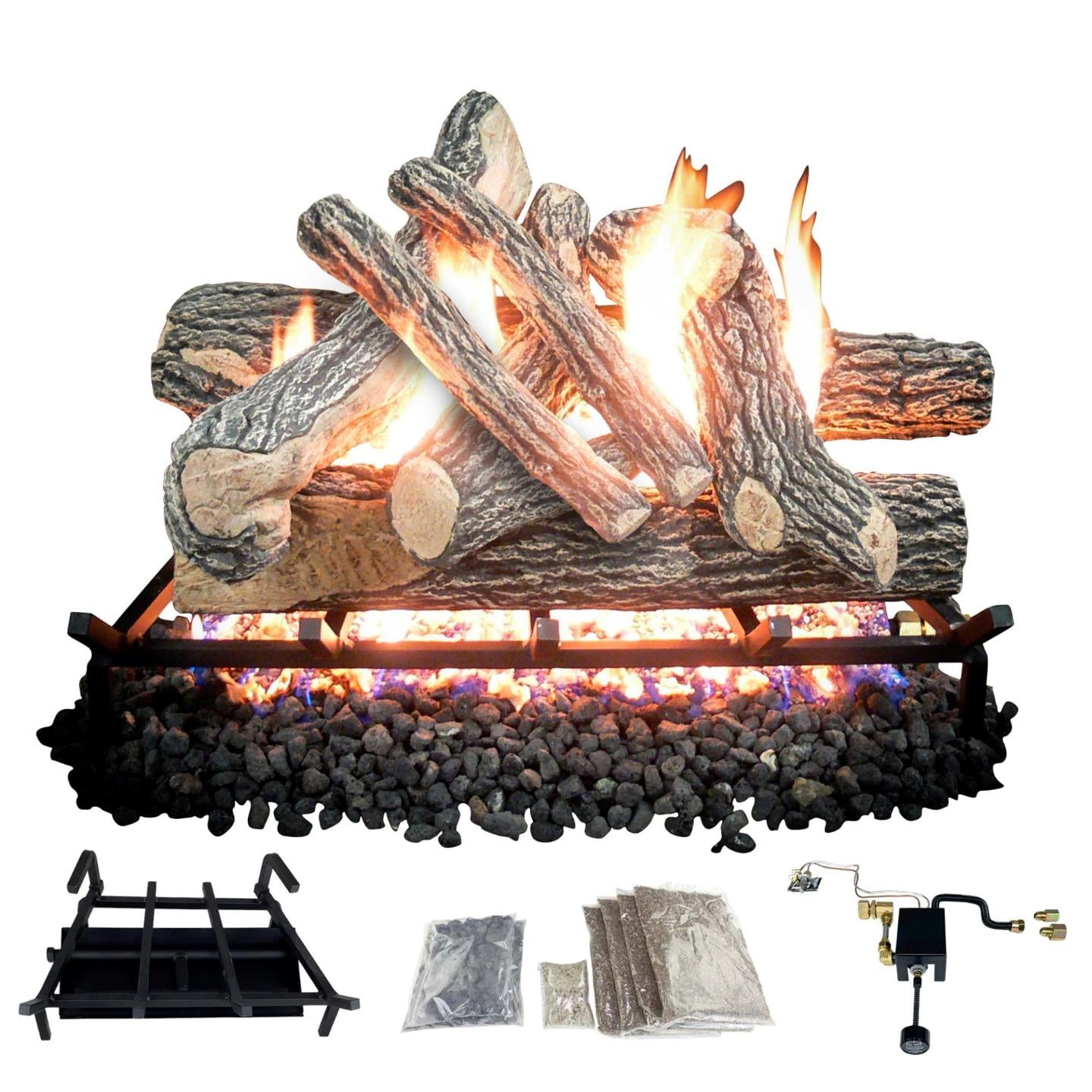 Dreffco Great Oak 100K BTU Refractory Cement Gas Logs, Propane Kit - Walmart.com