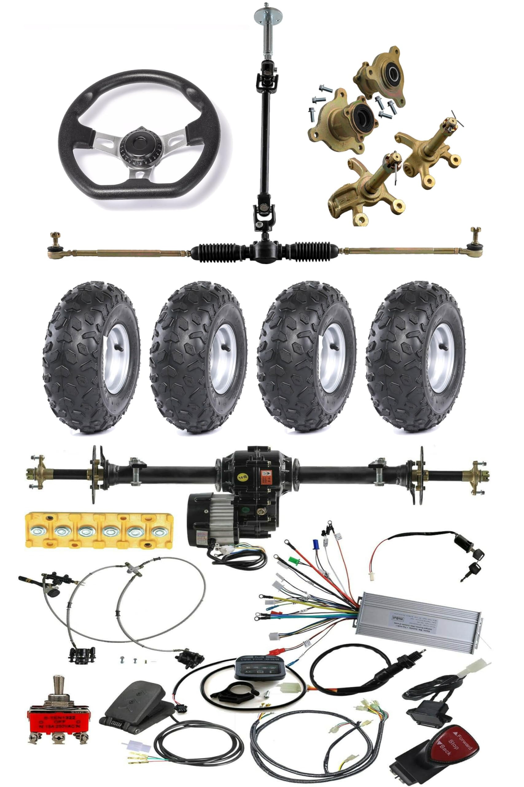 Complete Go Kart Assembly Kit, 30" Rear Axle Kit, 48V 1000W Brushless ...