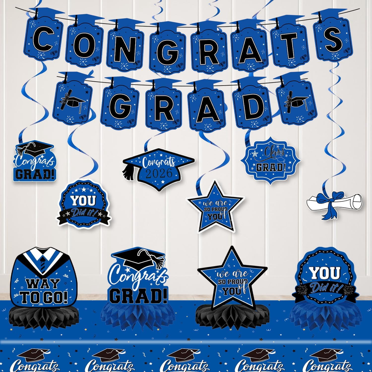 Complete Graduation Party Decor Kit 2026 - Gold Themed Backdrop, Banner ...
