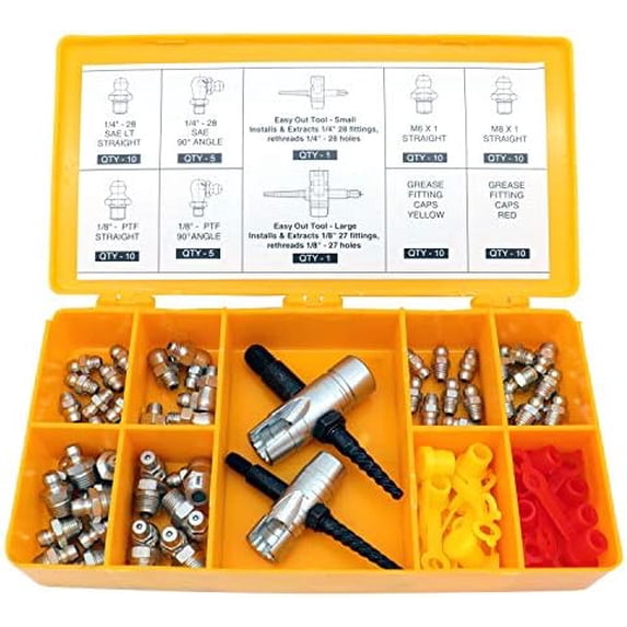 Complete Grease Fitting Replacement Kit - SAE and metric Zerks, multi ...