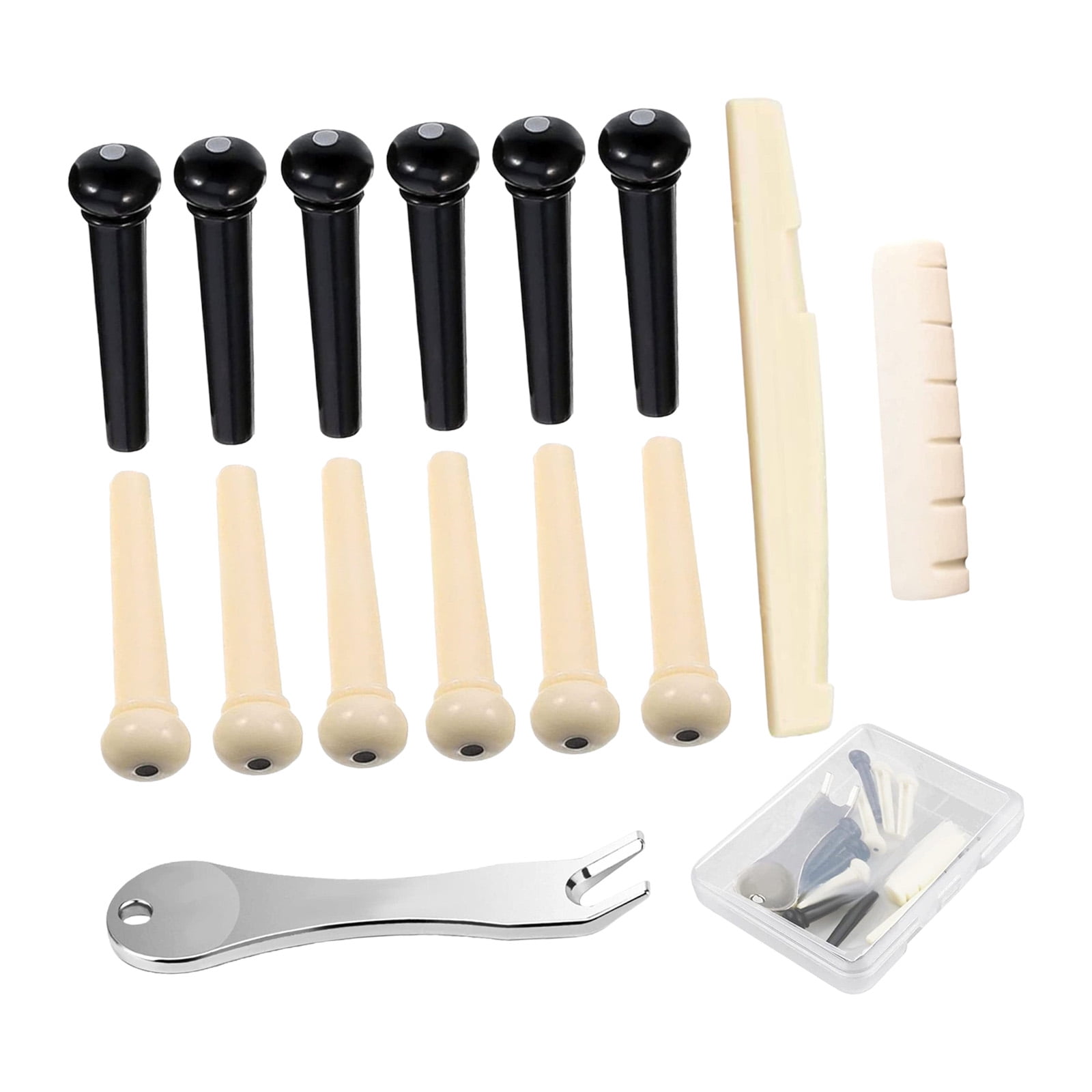 Complete Guitar Bridge Hardware Set ABS Bridge Pins Saddles and Metal ...