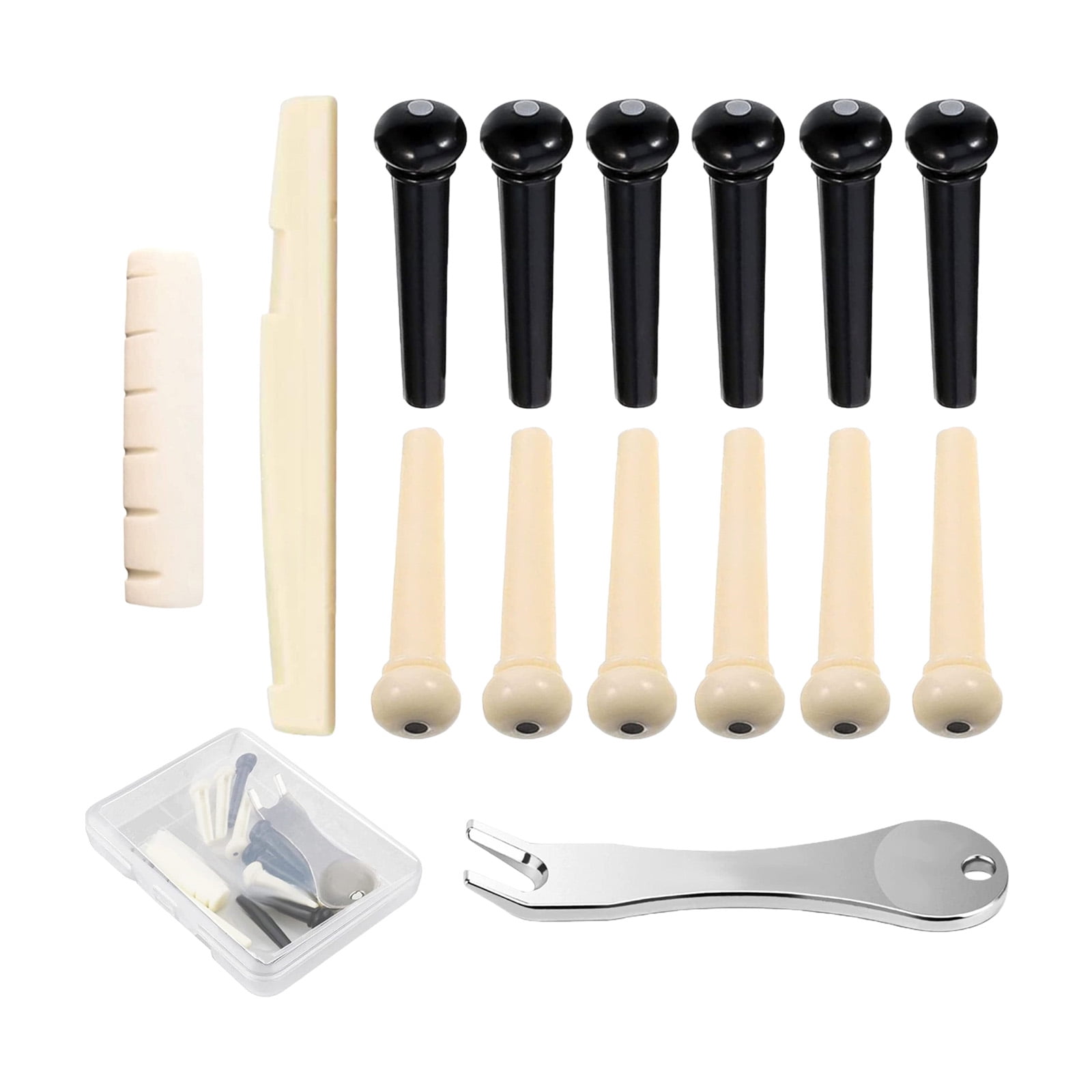 Complete Guitar Bridge Hardware Set ABS Bridge Pins Saddles and Metal ...