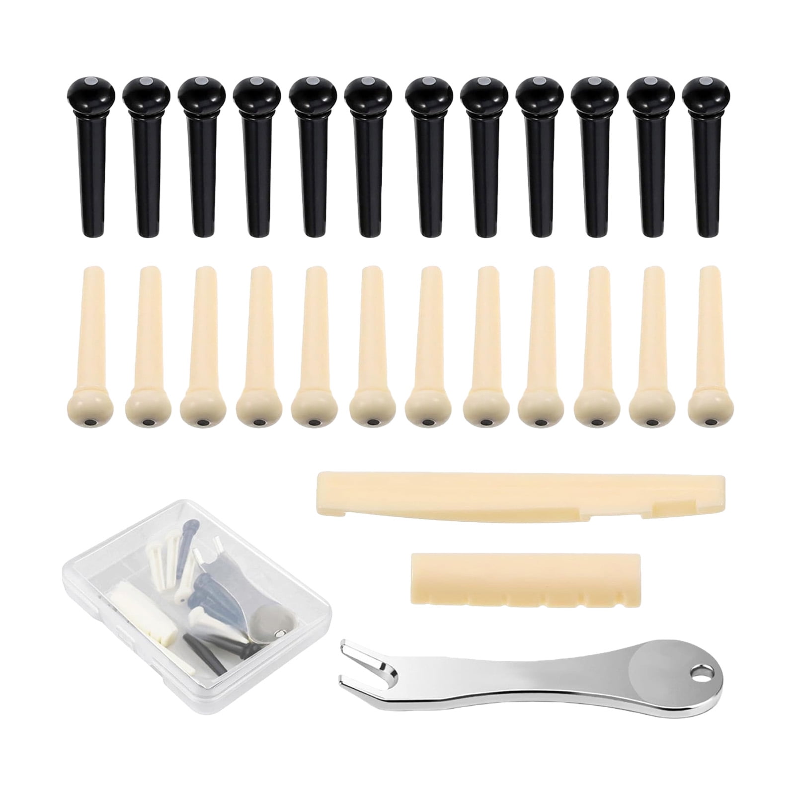 Complete Guitar Bridge Hardware Set ABS Bridge Pins Saddles and Metal ...