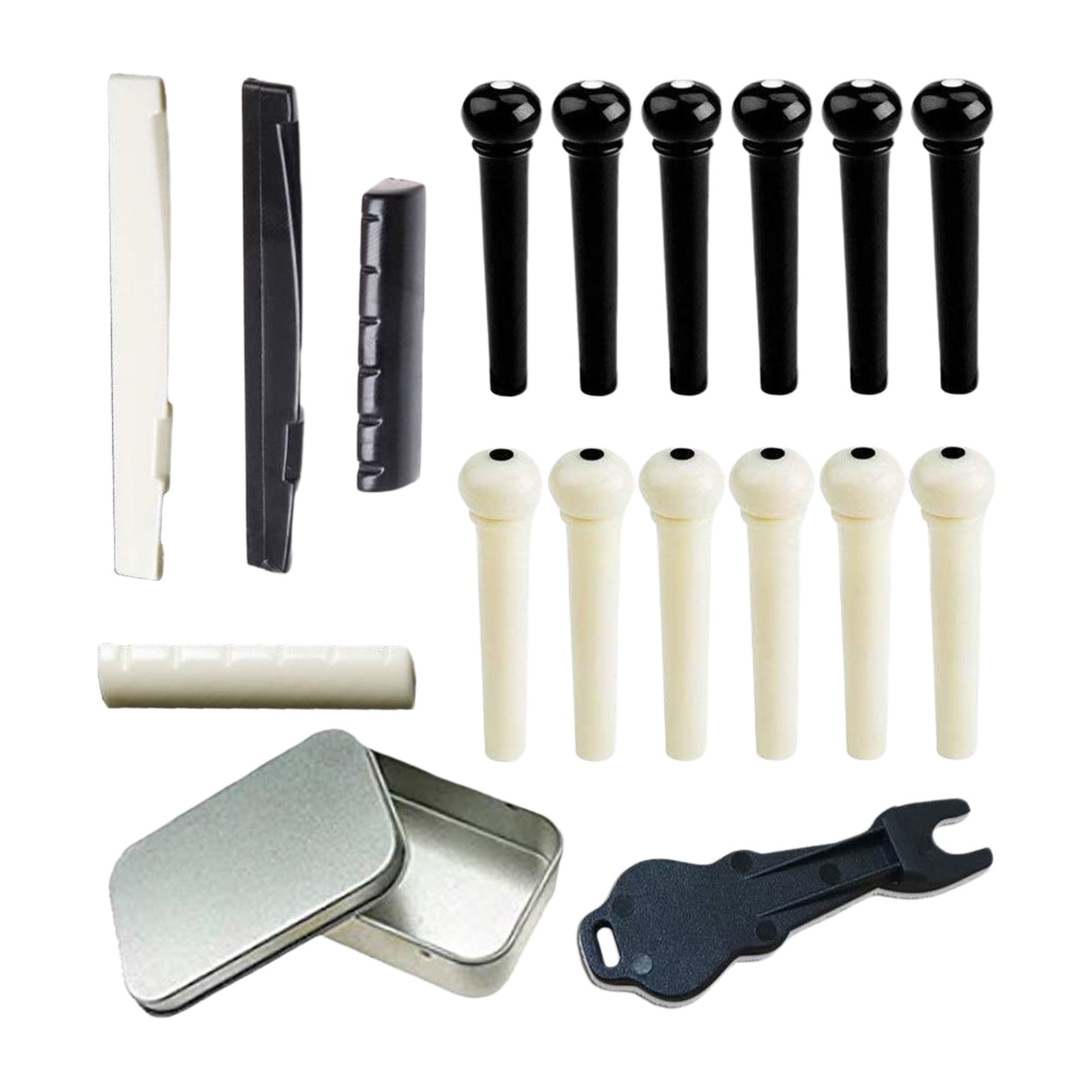 Complete Guitar Bridge Hardware Set ABS Bridge Pins Saddles and Metal ...