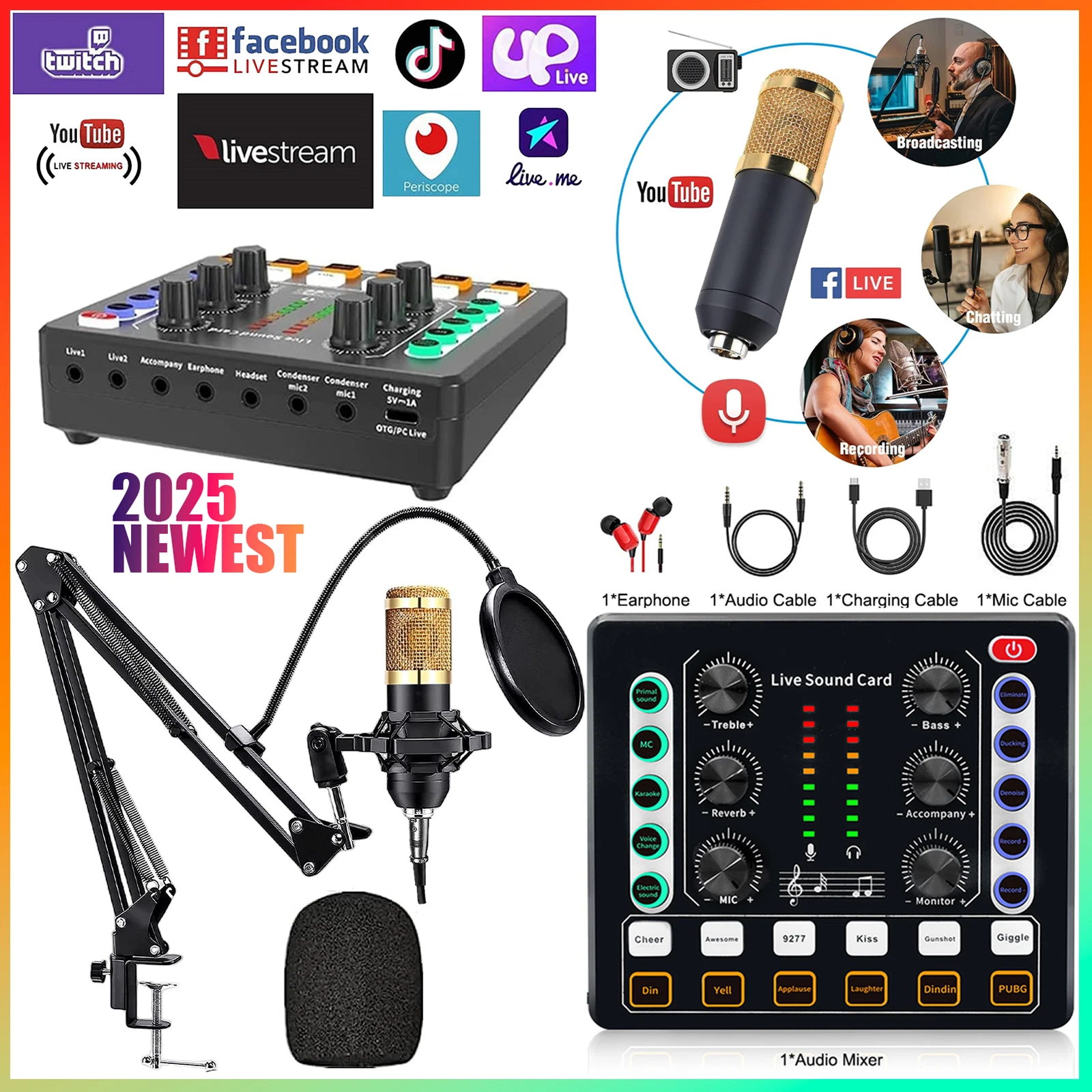 Complete Home Studio Recording Kit Mixer Condenser Microphones for ...