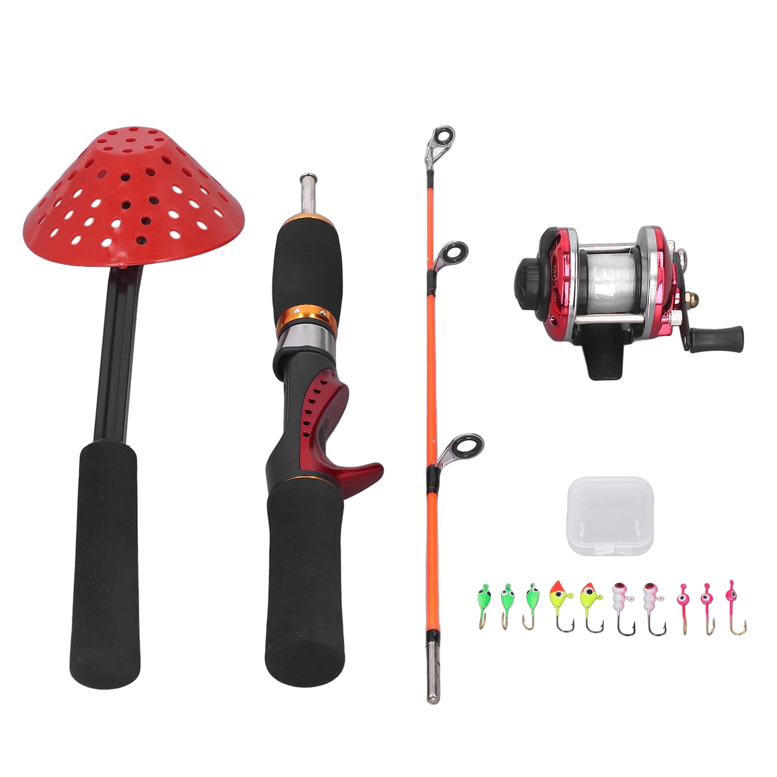 Complete Ice Fishing Kit, 56cm Rod, Pre,Spooled Reel, 10 Hooks Storage ...