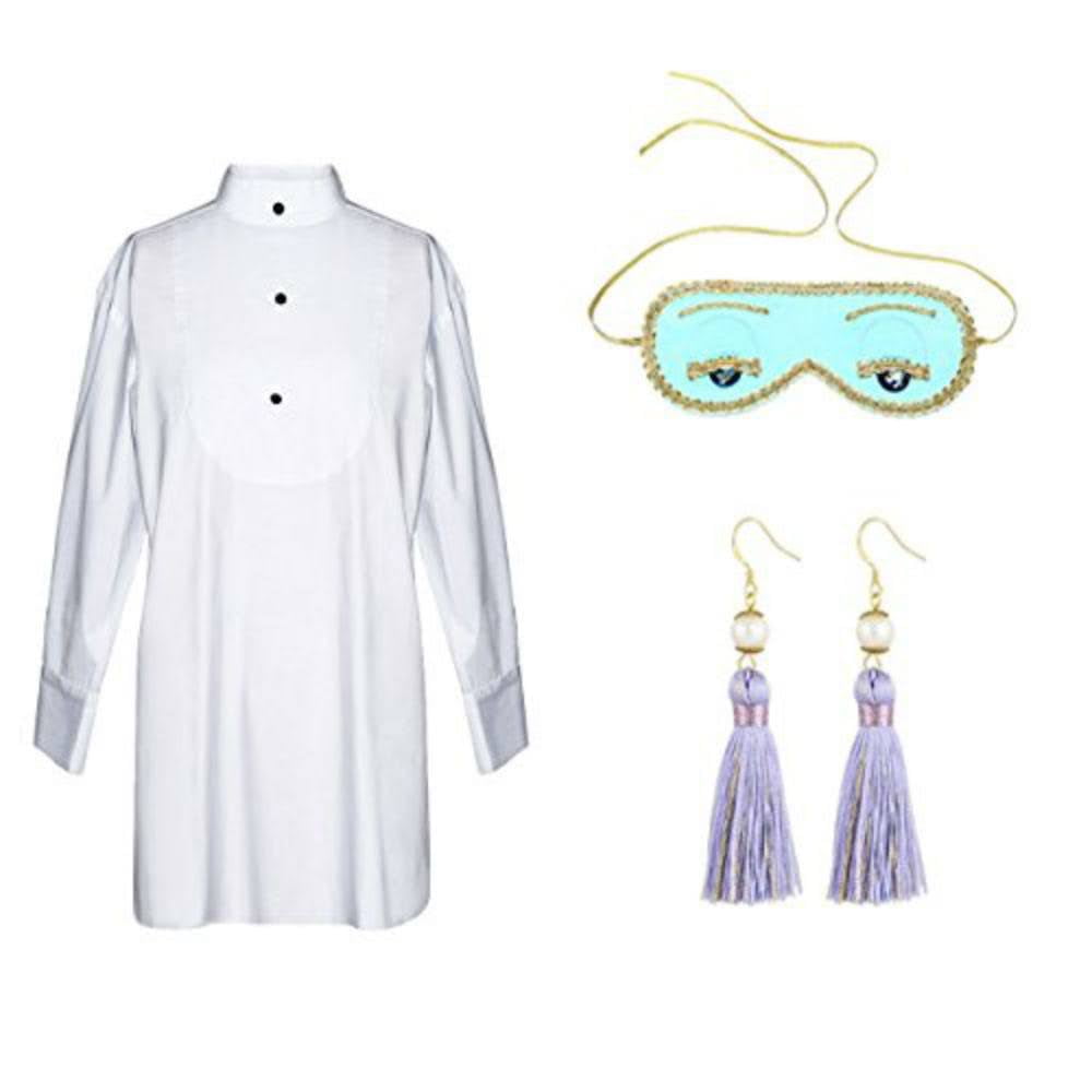 Ladies Audrey Hepburn Holly Golightly Costume- Tuxedo Sleep Shirt, Silk ...