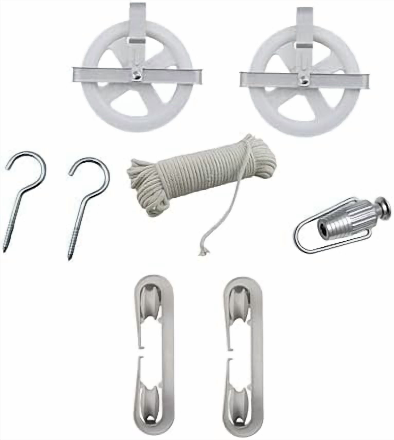 Complete Laundry Clothesline Kit - 100ft Cotton Rope, Rustproof Pulleys ...