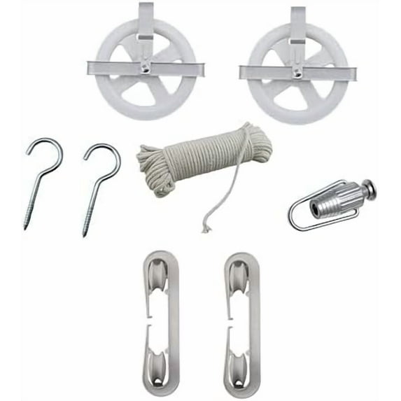 Complete Laundry Clothesline Kit - 100ft Cotton Rope, Rustproof Pulleys ...