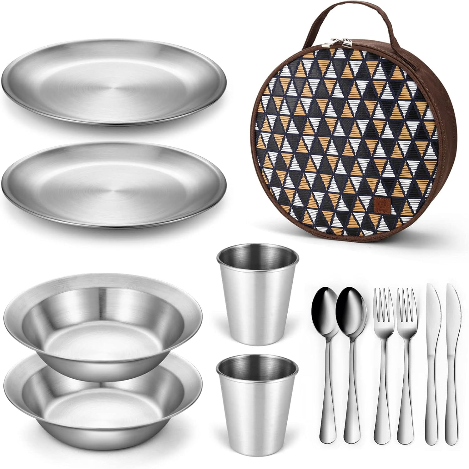 Complete Messware Kit, Polished Stainless Steel Camp Dinnerware ...