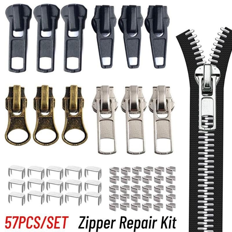 Complete Multi-Size Zipper Repair Kit (57 pieces) For Metal, Plastic ...