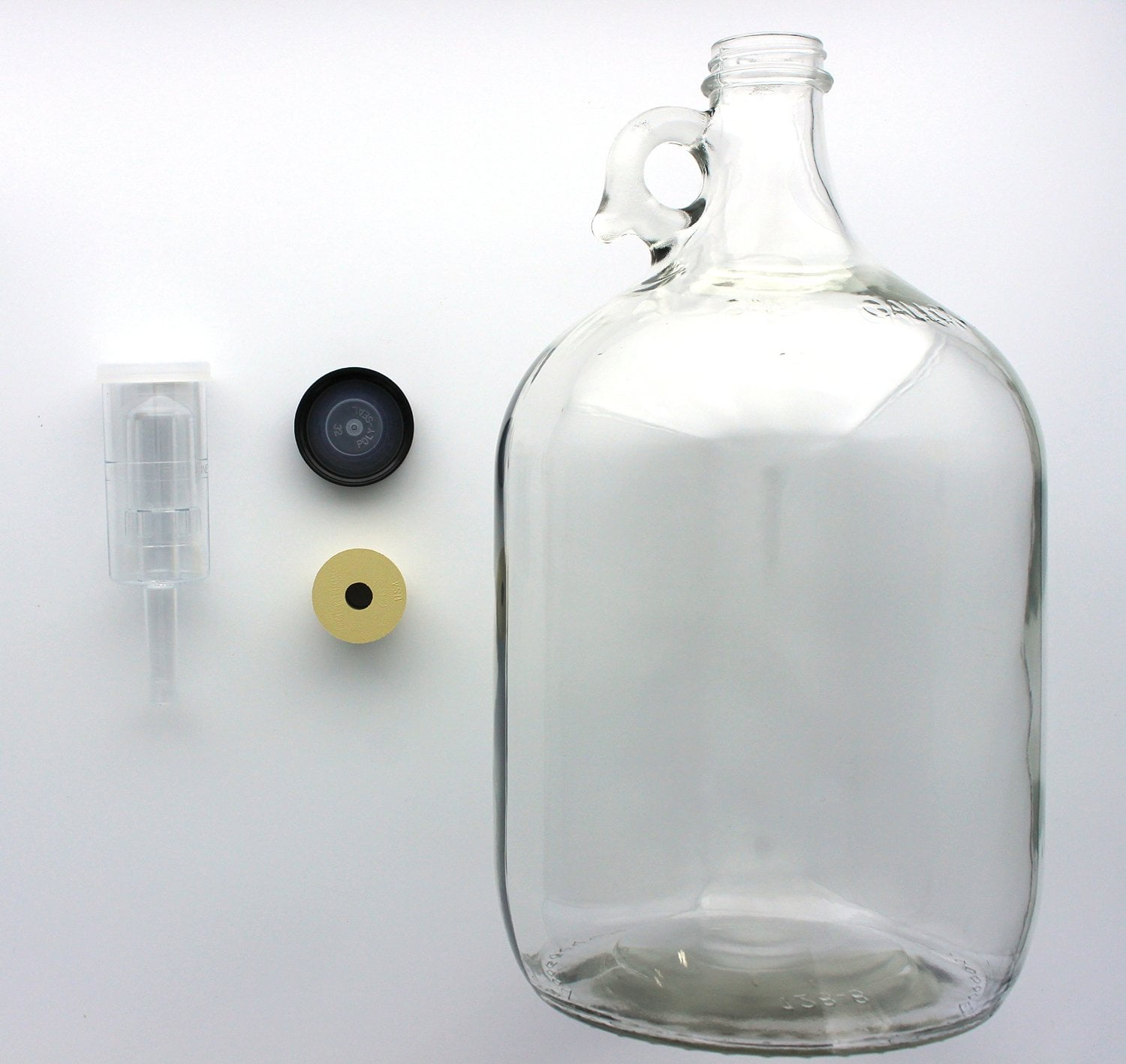 Complete One Gallon Glass Jug Container with Drilled Rubber Stopper and ...