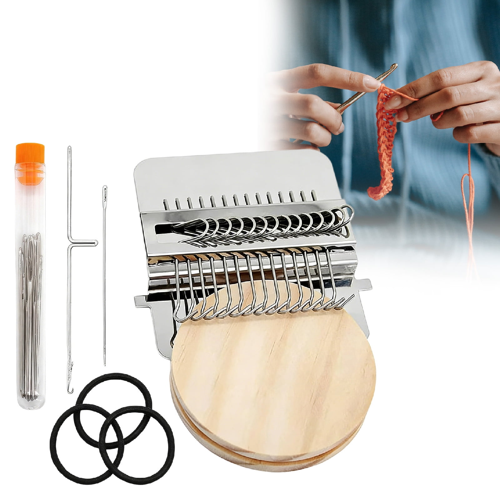Complete Portable Weaving And Darning Tool Set With Wood Needle Bottles ...
