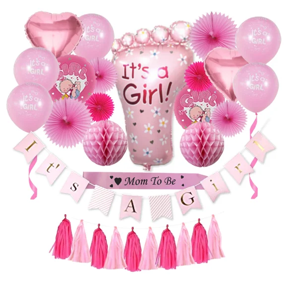 Complete Premium 31 Pcs Baby Shower Decorations For Girls Pink Baby ...