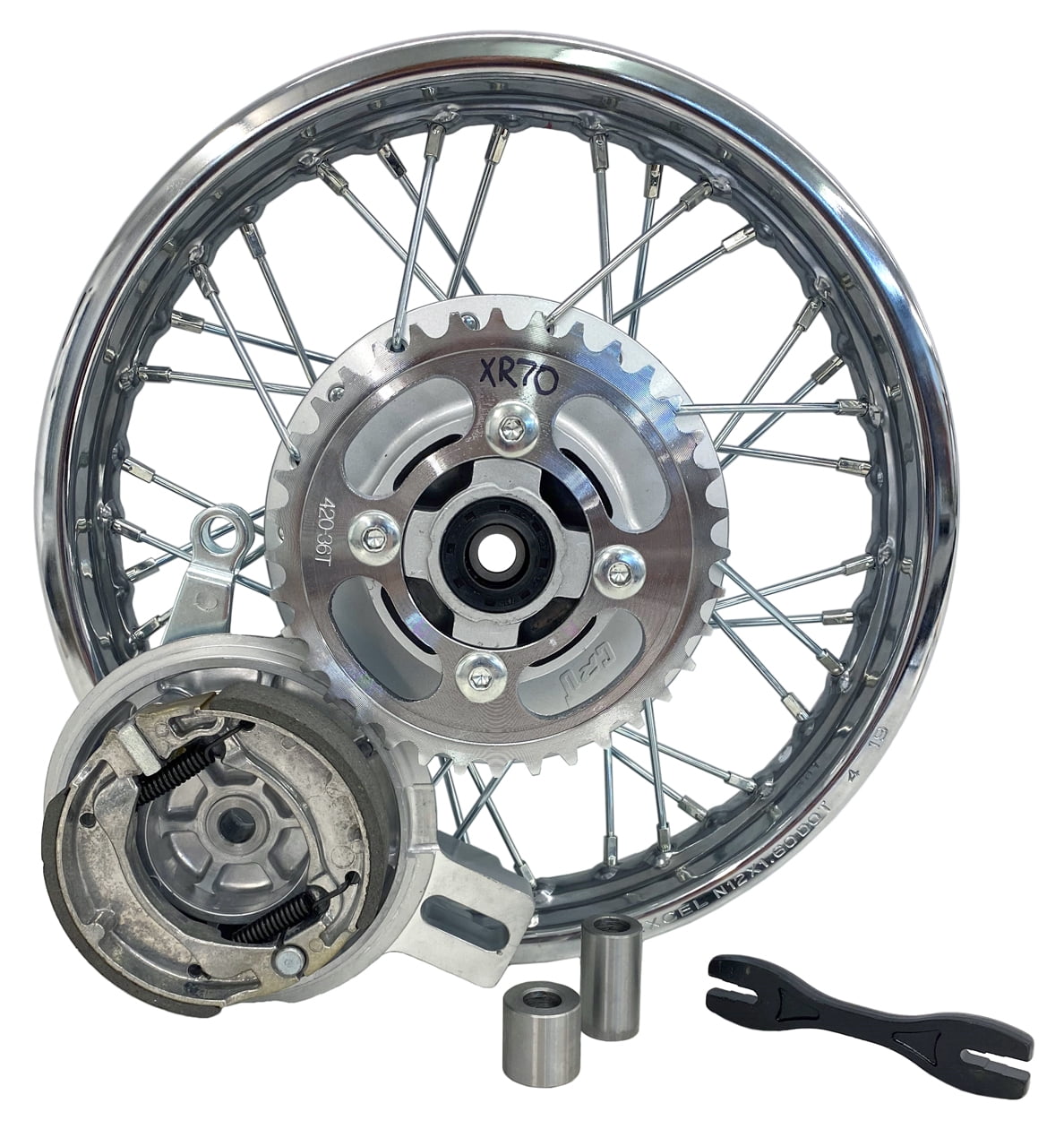 "CRU Products 12"" Complete Rear Wheel Rim Brake Sprocket for Honda CRF ...