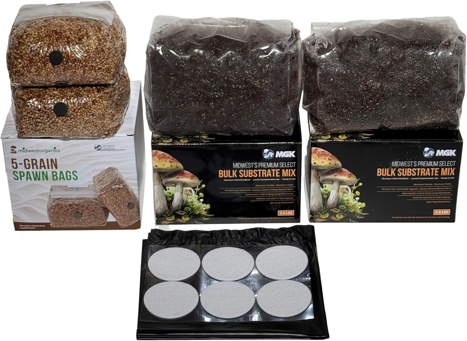 Complete Refill Kit for Large 66Q Monotub - Includes Grain Spawn & Bulk ...