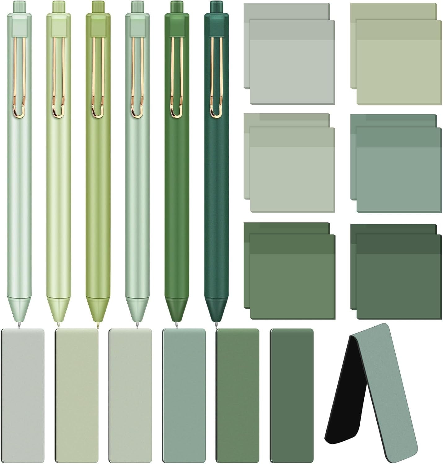 Complete Sage Green Stationery Set Sticky Notes, Pens, Bookmarks ...