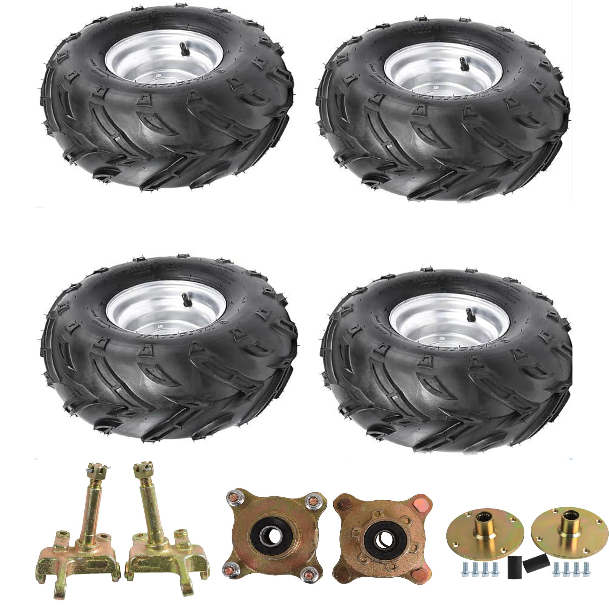 Complete Set 7" Go Kart Tires Wheels 16x8-7 ATV Tubeless Tire and Rim 4 ...