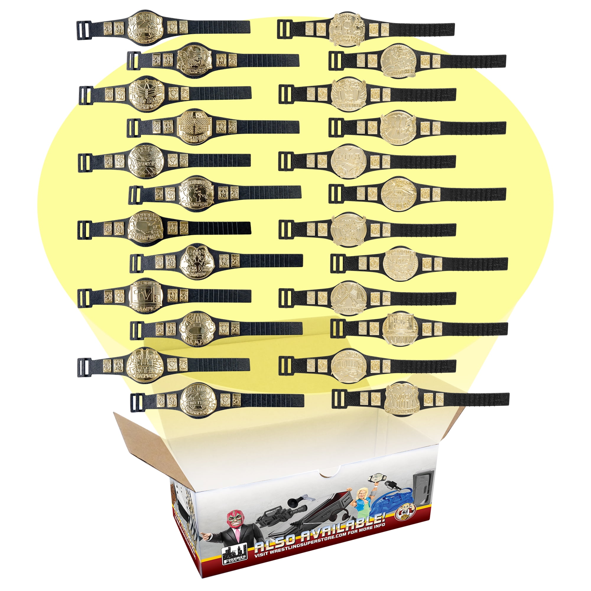 Complete Set of 24 Championship Belts for WWE & AEW Wrestling Action ...