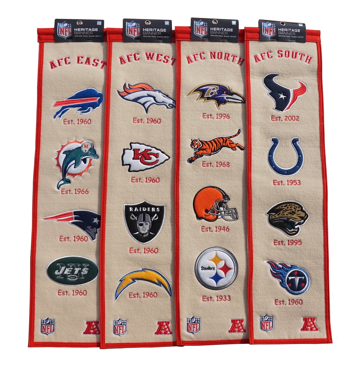 Complete Set of 4 AFC Conference / Division Banners - All 16 Teams Logo ...