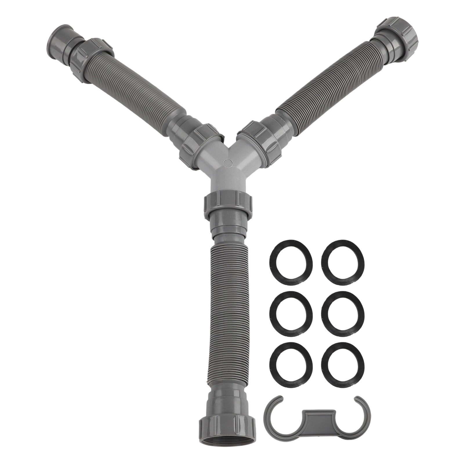 Complete Set of Components in Flexible Double Sink Drain Installation ...