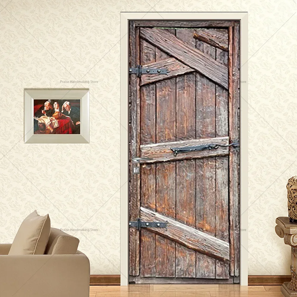 Complete Set of Matte Wooden Door Stickers PVC Vinyl Waterproof Self ...