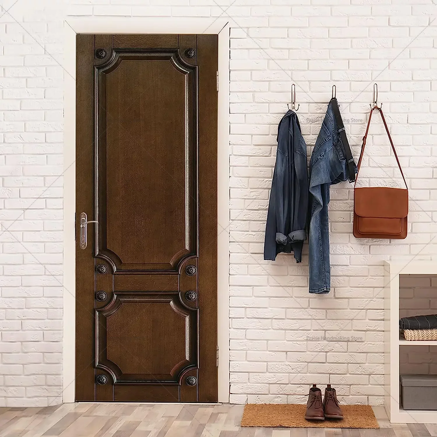 Complete Set of Matte Wooden Door Stickers PVC Vinyl Waterproof Self ...