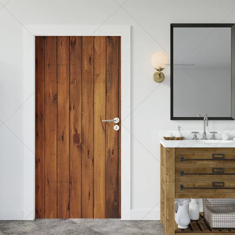 Complete Set of Matte Wooden Door Stickers PVC Vinyl Waterproof Self ...