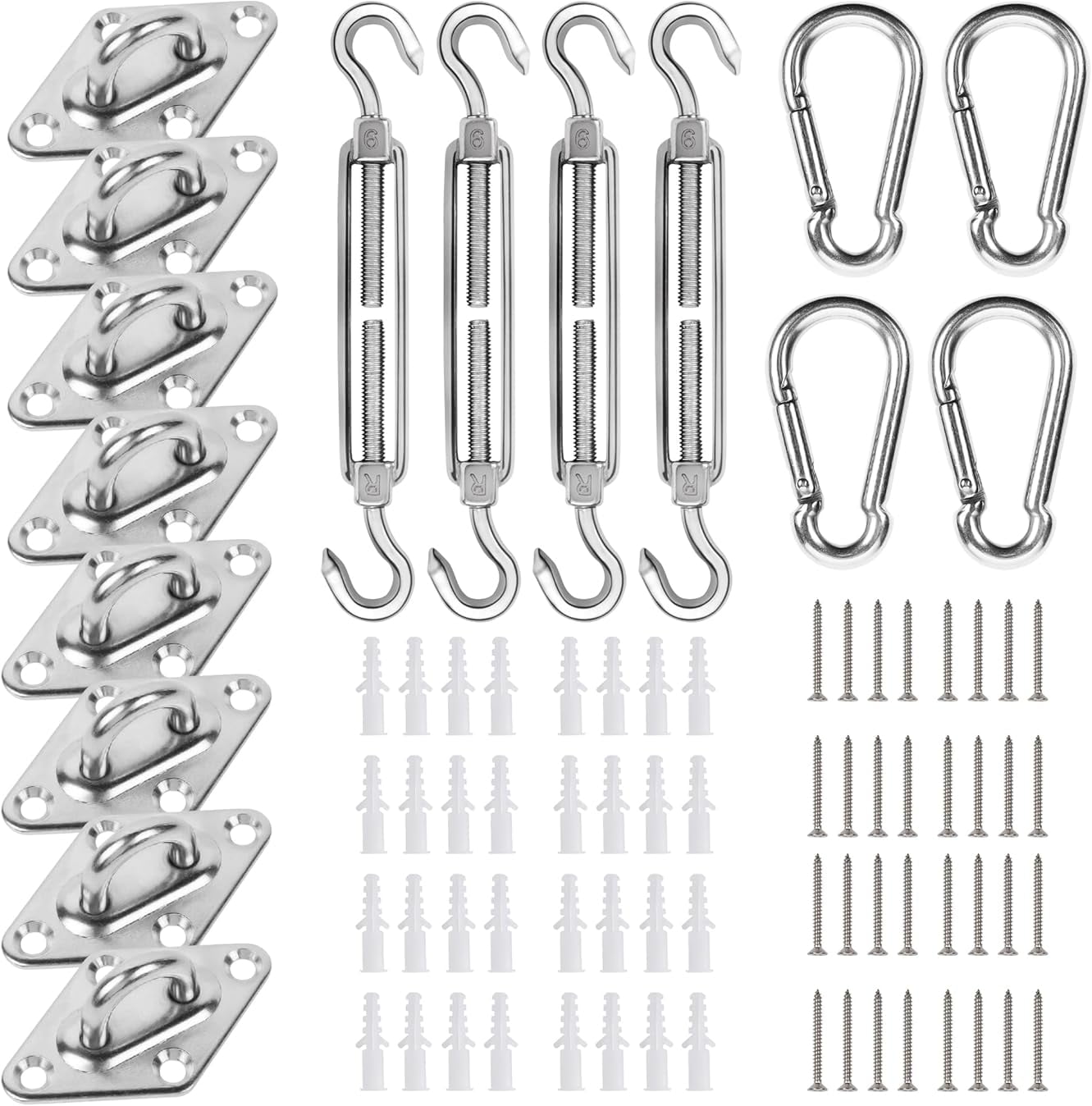 Complete Shade Sail Hardware Kit 44 Stainless Steel Pieces for Simple ...