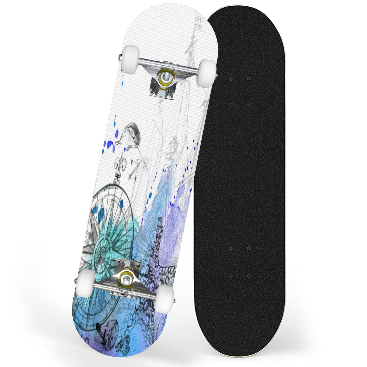 Complete Skateboards for Beginners,7 Layer Canadian Maple Double Kick ...