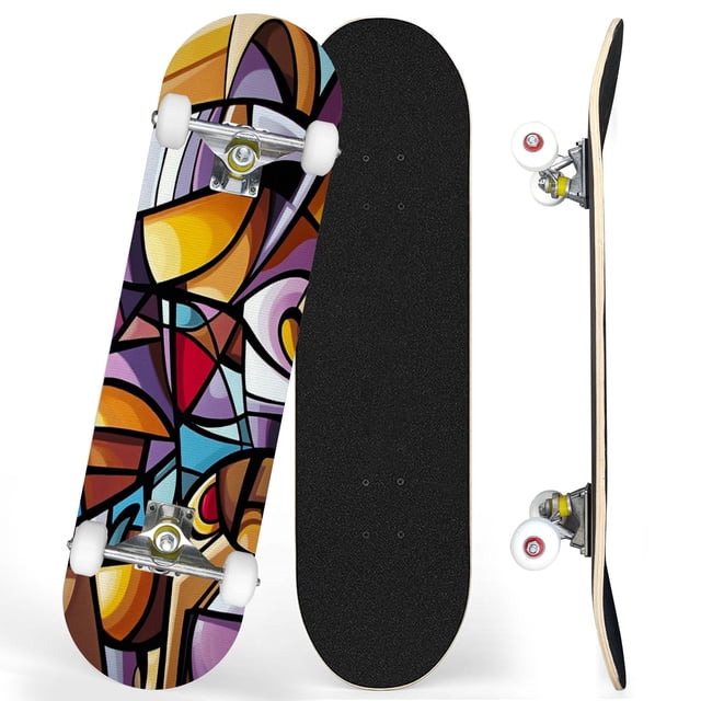 Complete Skateboards for Beginners,7 Layer Canadian Maple Double Kick ...
