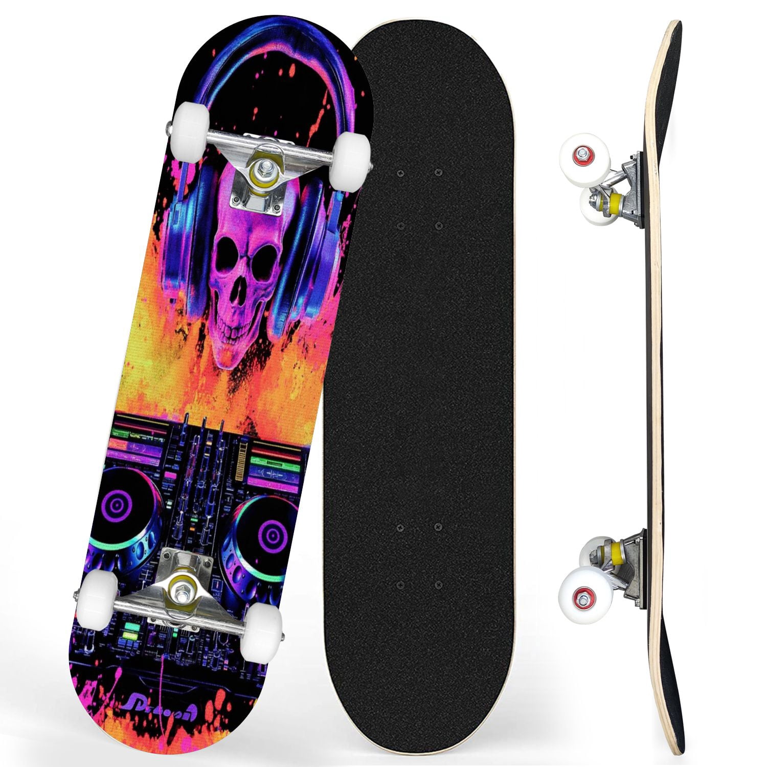 Complete Skateboards for Beginners,7 Layer Canadian Maple Double Kick ...