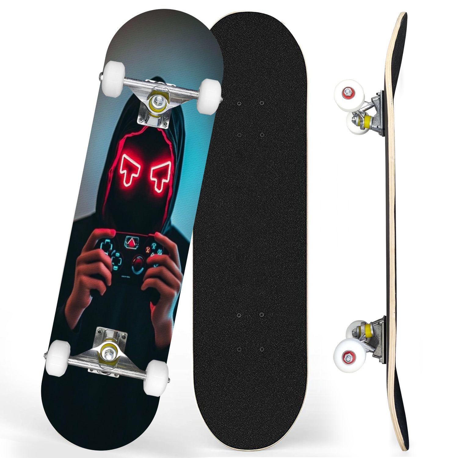 Complete Skateboards for Beginners,7 Layer Canadian Maple Double Kick ...