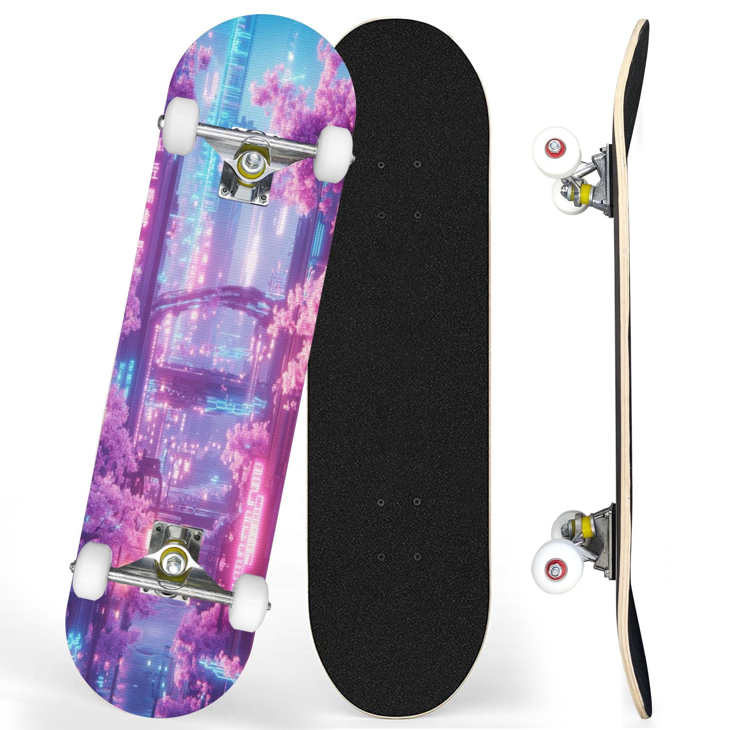 Complete Skateboards for Beginners,7 Layer Canadian Maple Double Kick ...