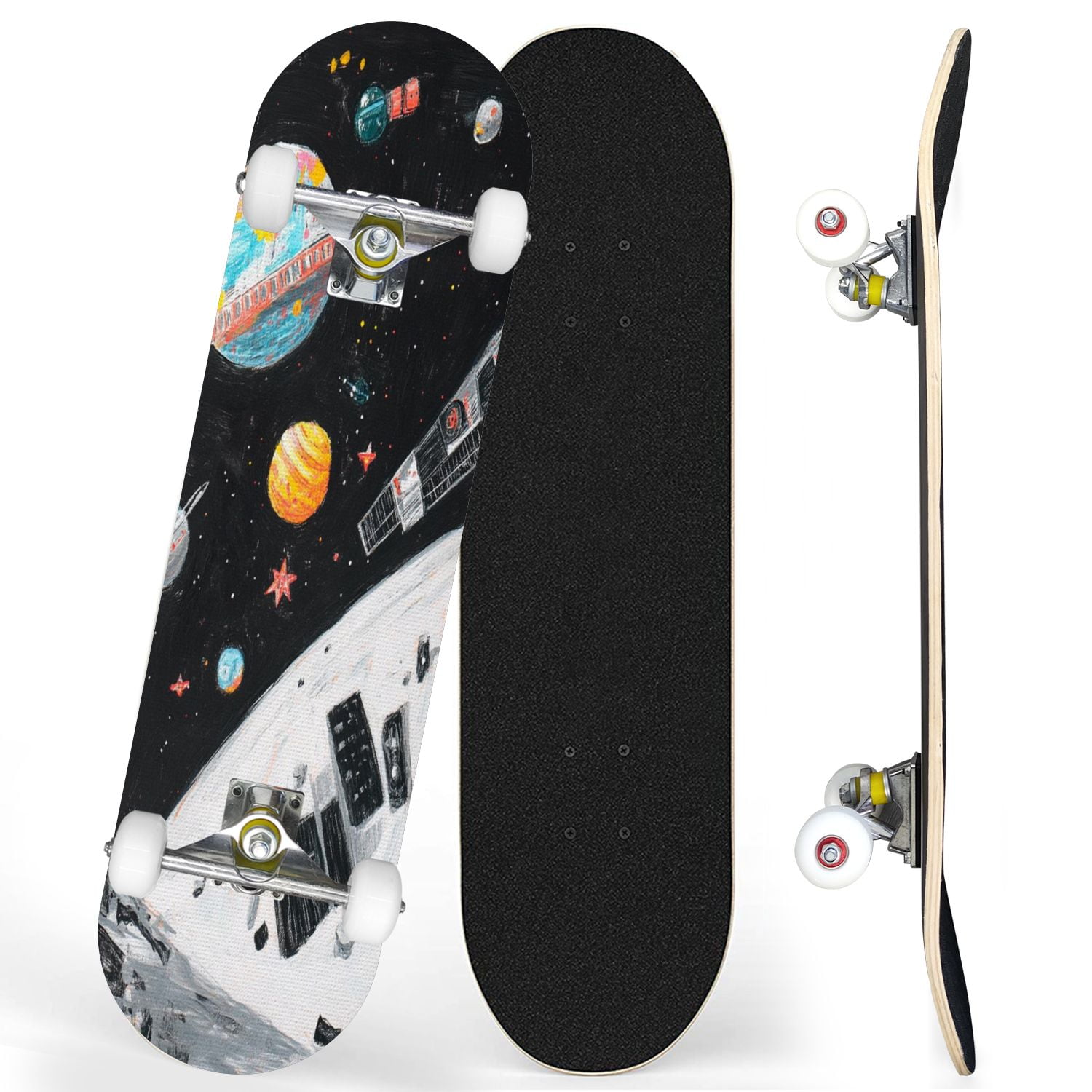 Complete Skateboards for Beginners,7 Layer Canadian Maple Double Kick ...